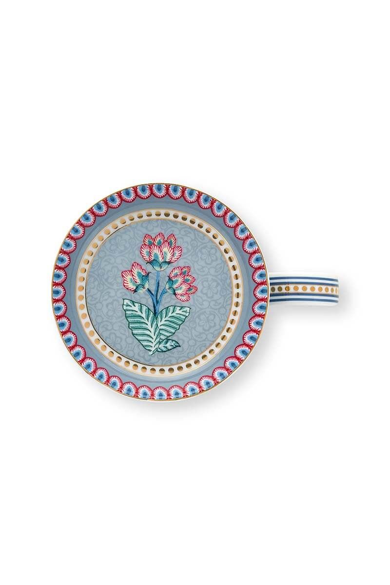 Taza de té con filtro y tapa Flower Festival Rosa – Idalyart